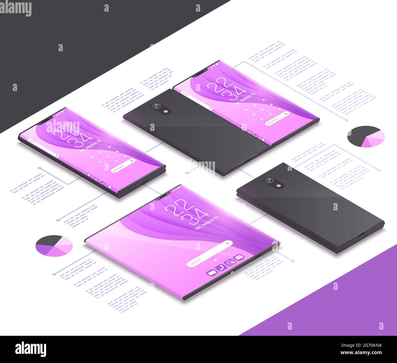 Foldable gadgets concepts isometric mockup composition with next gen ...