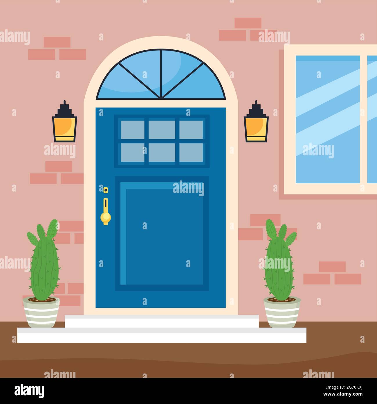 front blue door scene Stock Vector Image & Art - Alamy