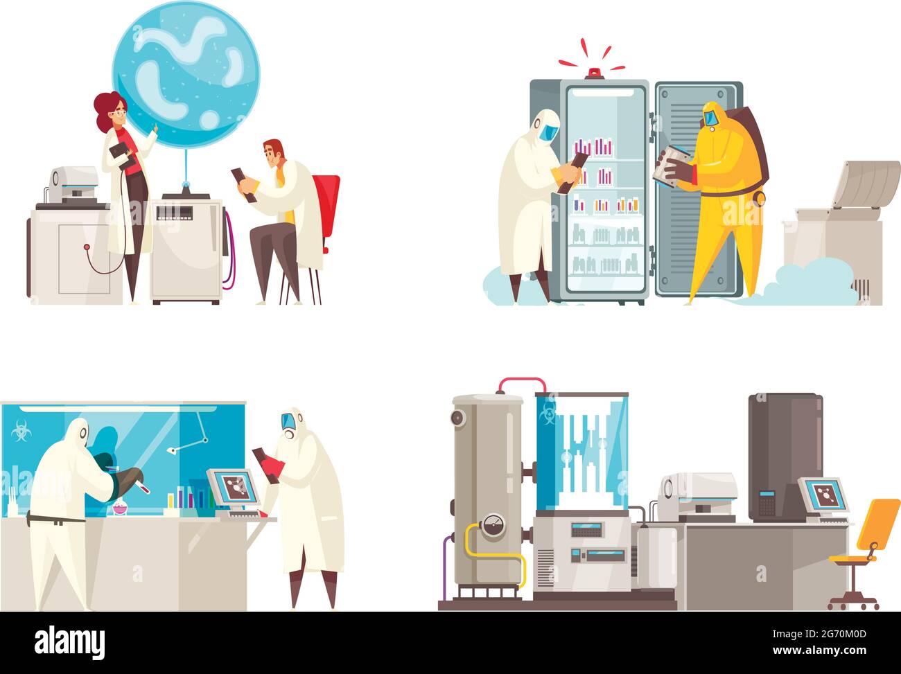 Microbiology design concept with four compositions of human characters ...