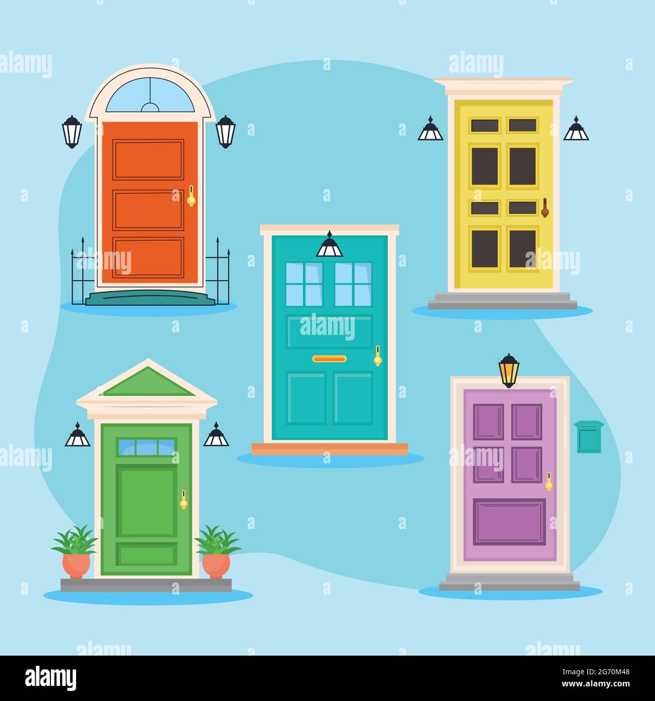 Five lanterns Stock Vector Images - Alamy