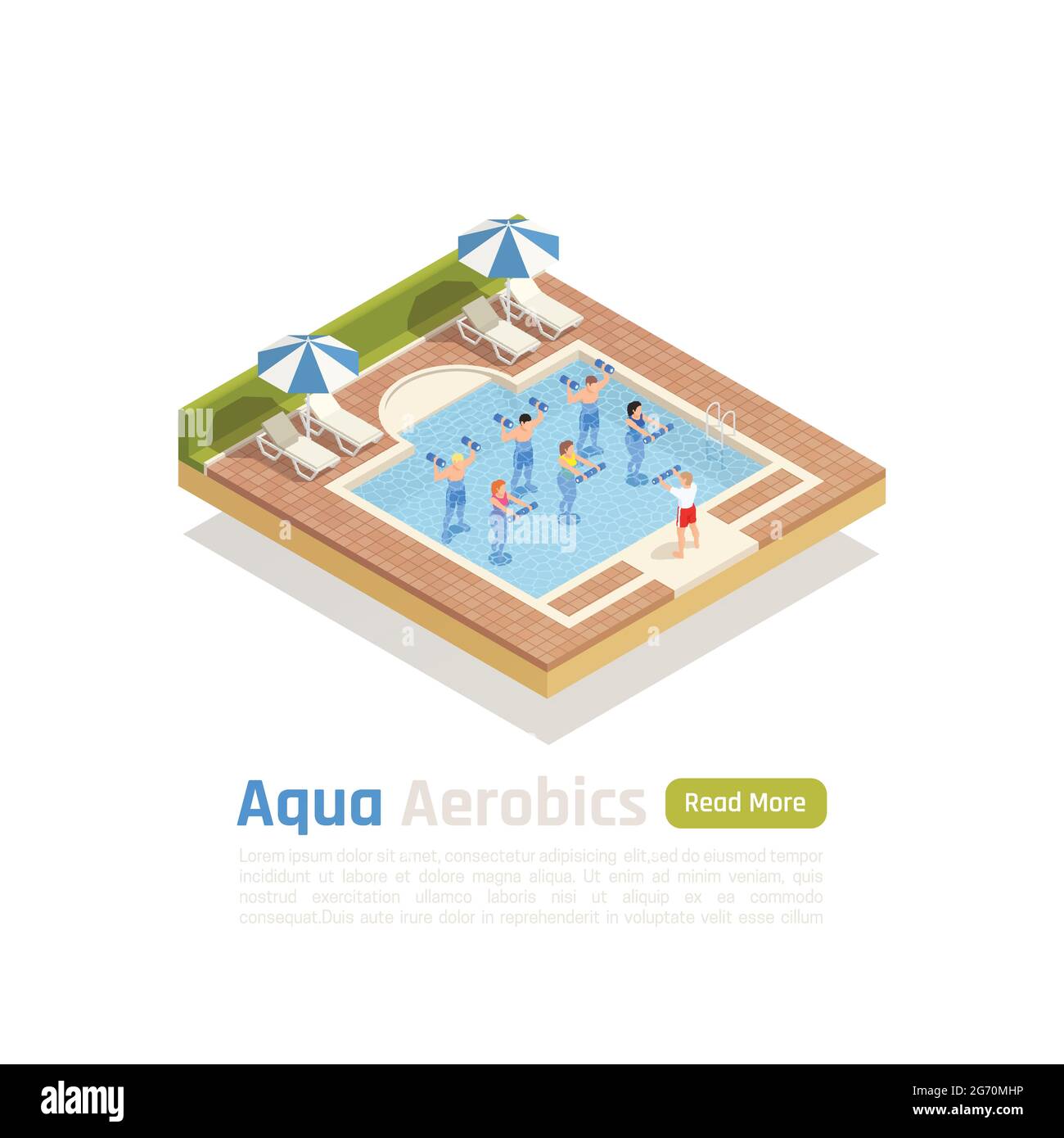 Water aerobics workout with weights isometric composition with aqua ...