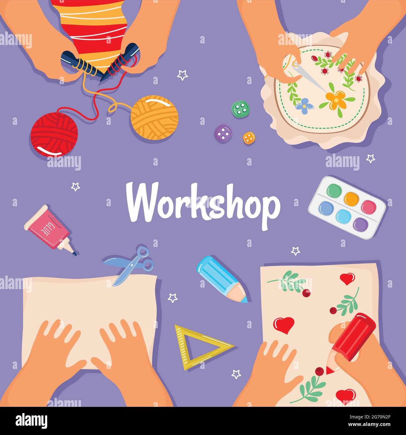 workshop with hands poster Stock Vector Image & Art - Alamy