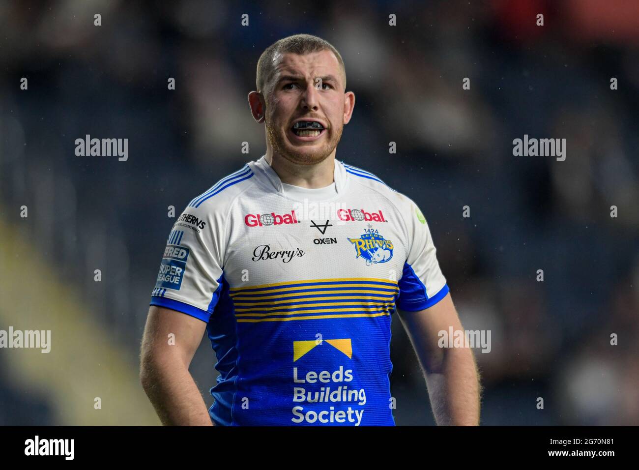Leeds, UK. 09th July, 2021. Cameron Smith (17) of Leeds Rhinos in ...