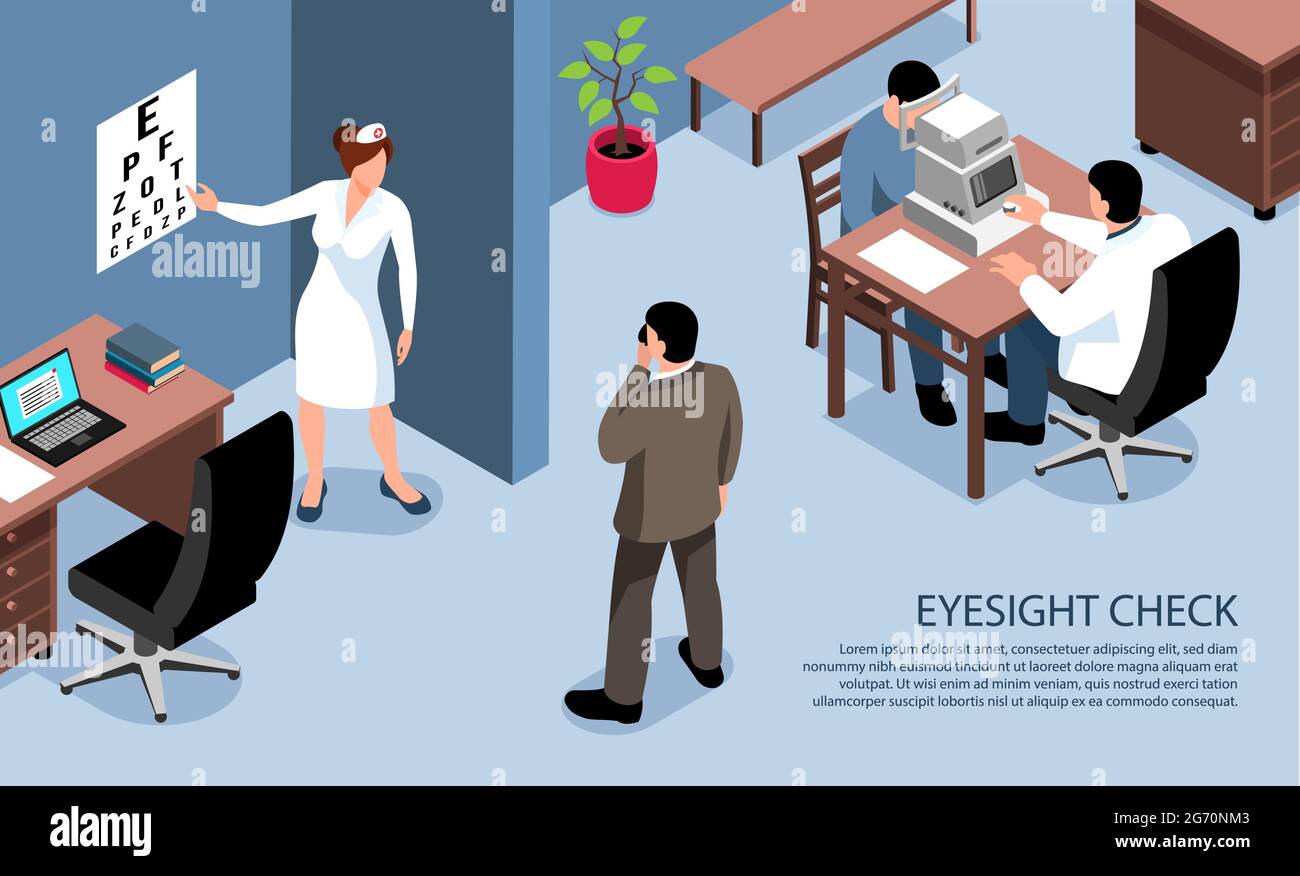 People with vision impairment blind isometric horizontal banner of eye ...