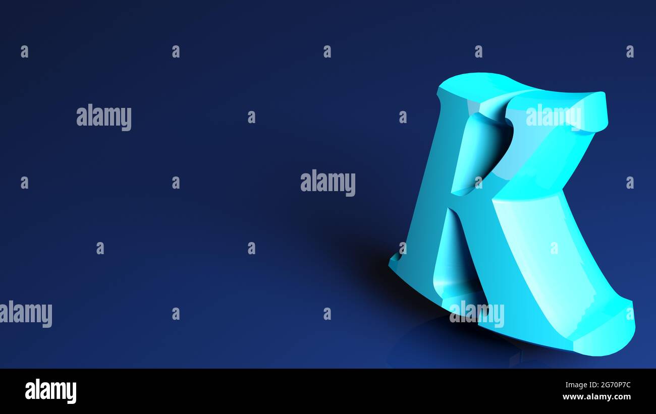 Blue background with K letter - 3D rendering illustration Stock Photo ...