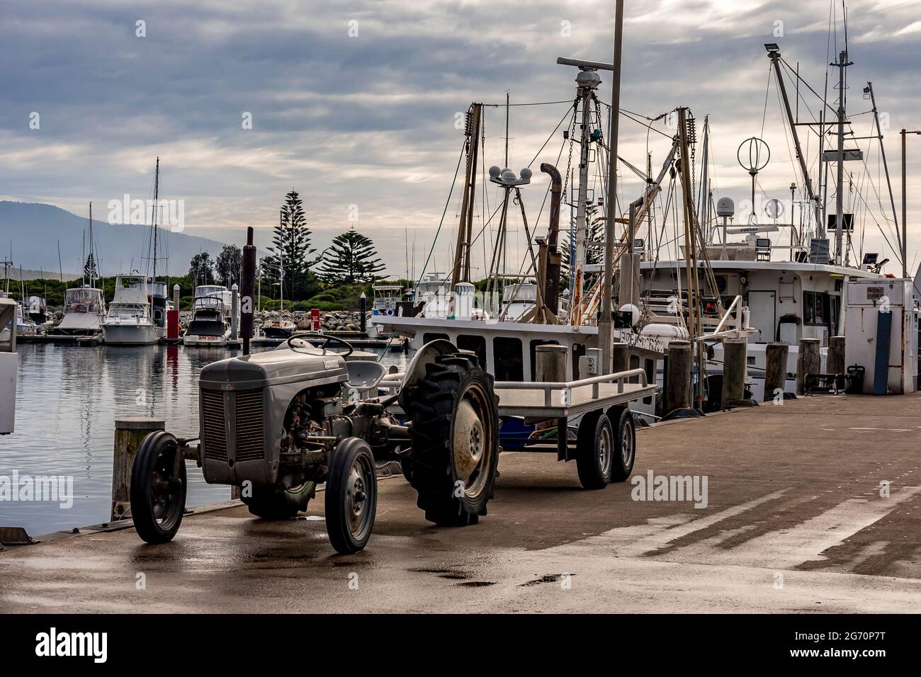 Bermagui, NSW, Australia. Fishing boats moored at the harbour Stock ...
