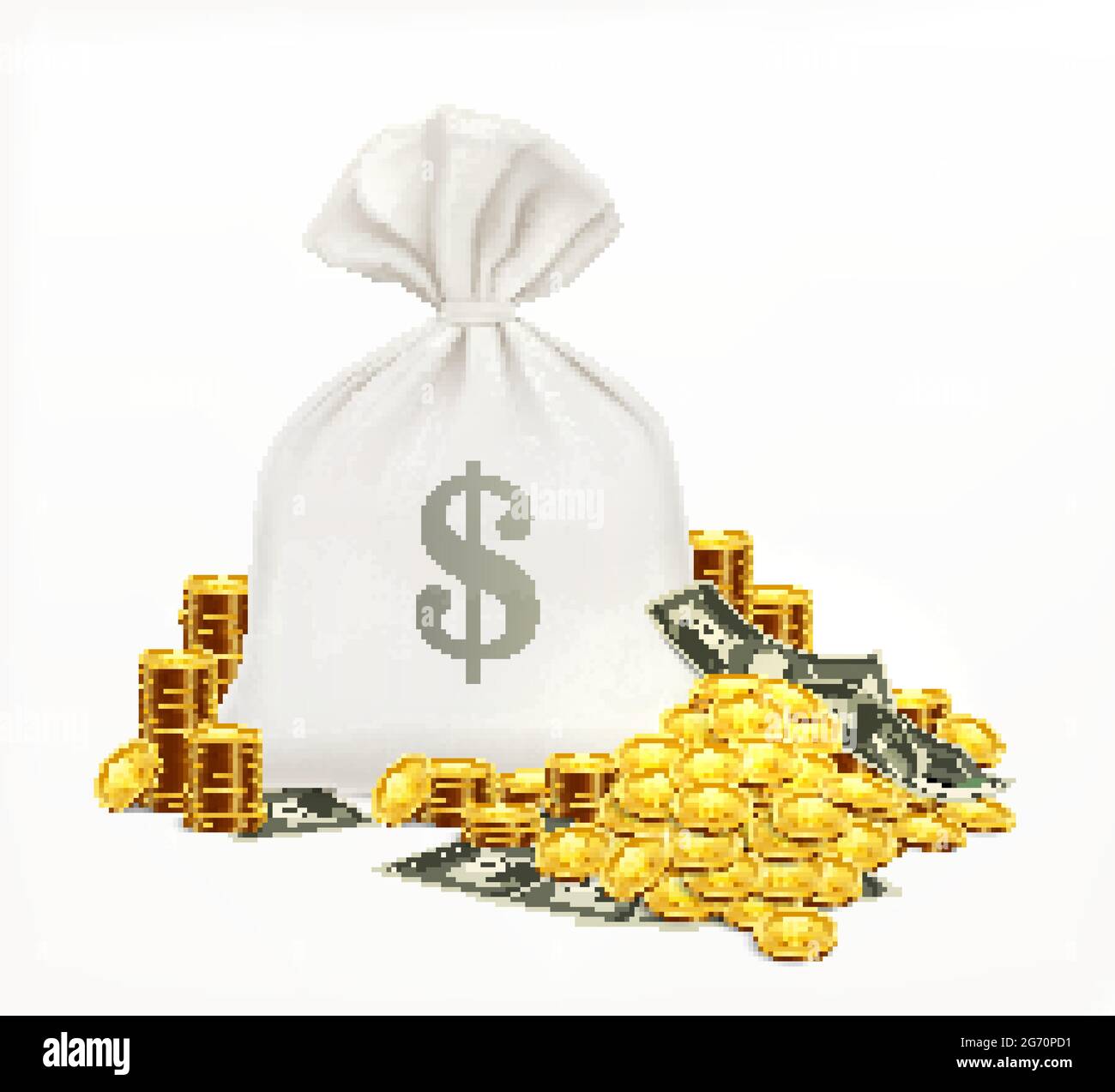 Sack money realistic composition with conceptual bag with dollar sign ...