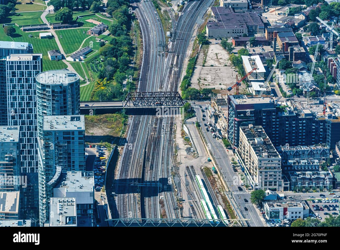Toronto, Canada, aerial view of the downtown railways Stock Photo - Alamy