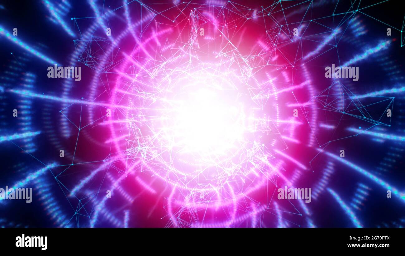 3D rendering of a flash with cosmic and astrological patterns in purple ...