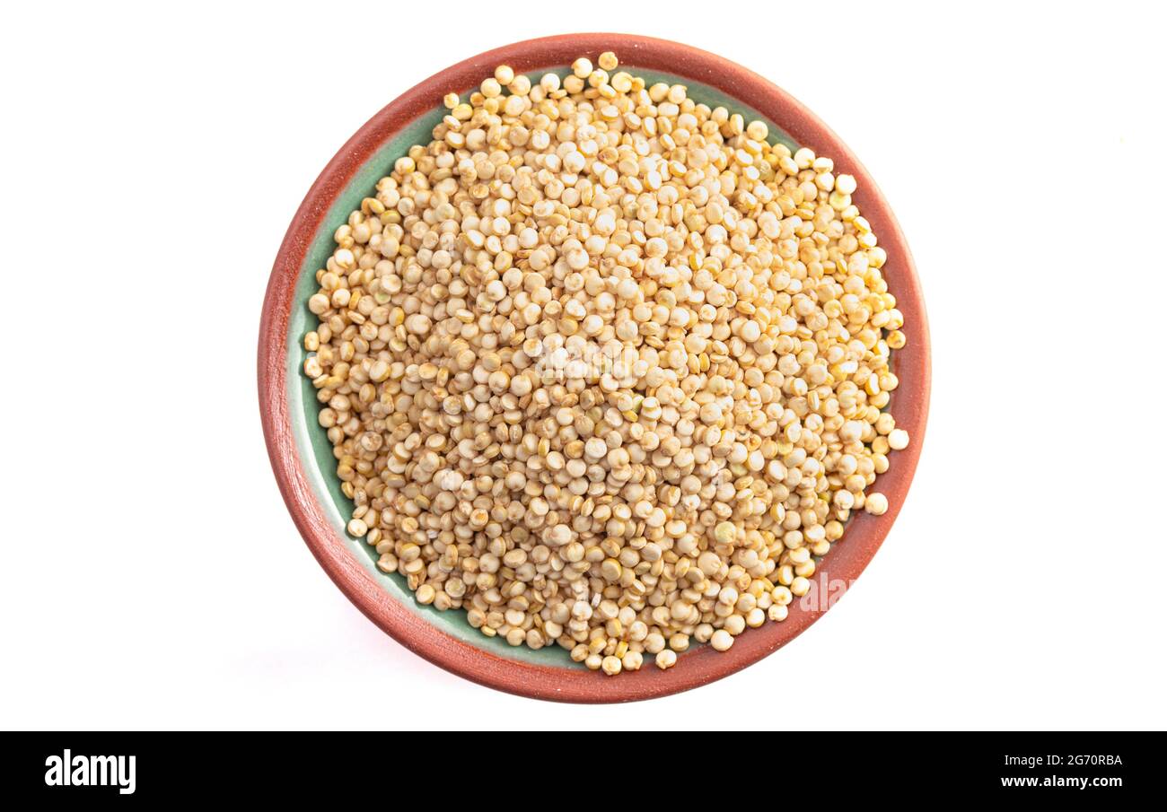 A Bowl of Quinoa Isolated on a White Background Stock Photo - Alamy