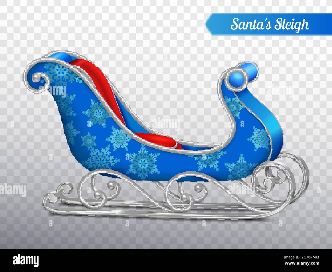Blue santa sleigh realistic composition with fashionable christmas sled ...