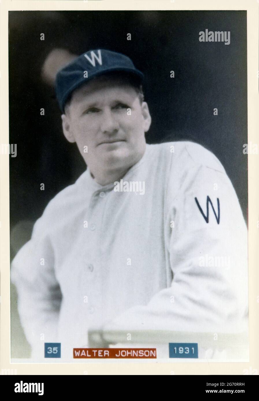 Antique photo/ baseball card of Walter Johnson pitcher with the ...