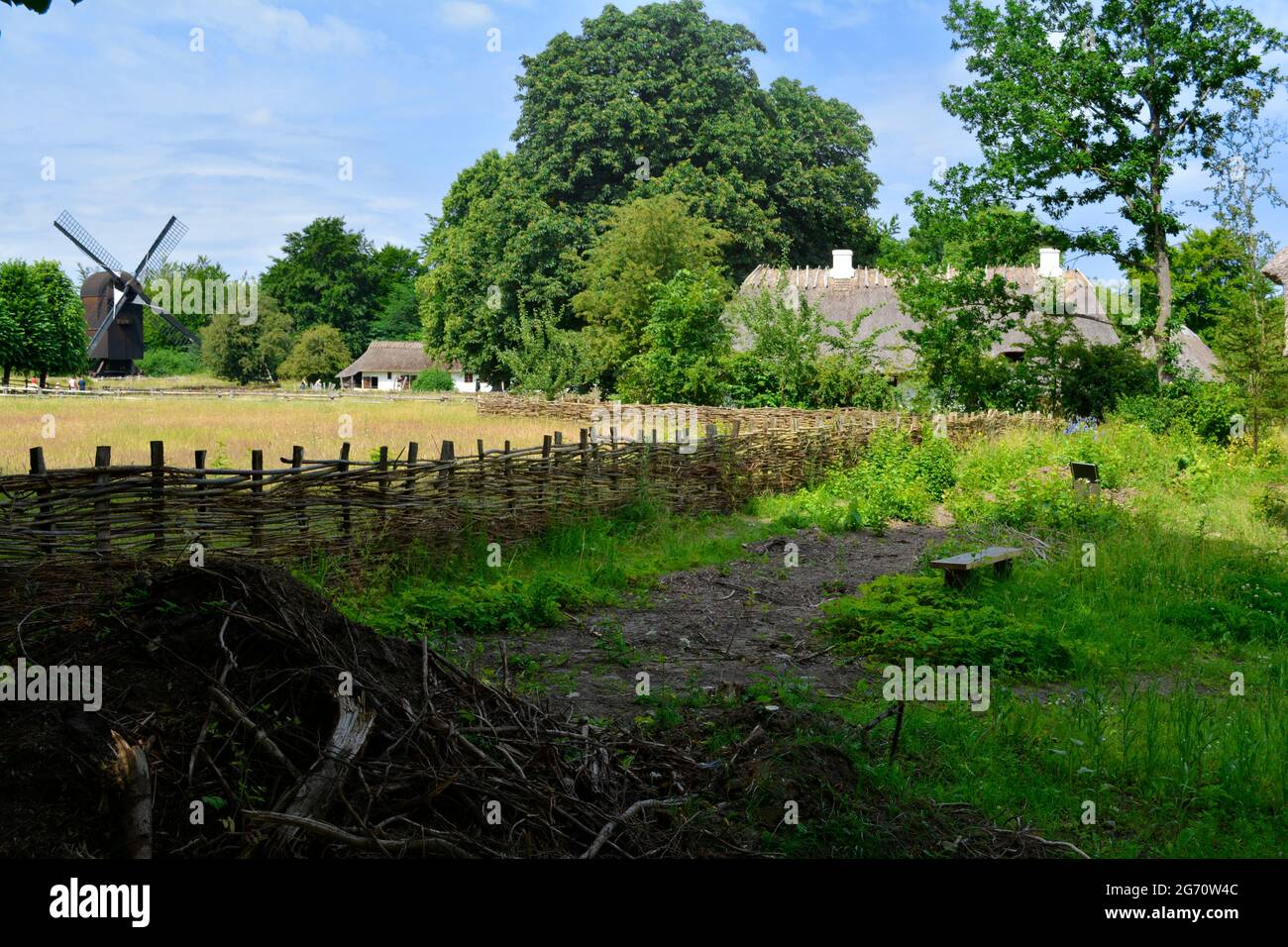 Lyngby, Denmark - July 2021: Various old farm houses from different ...