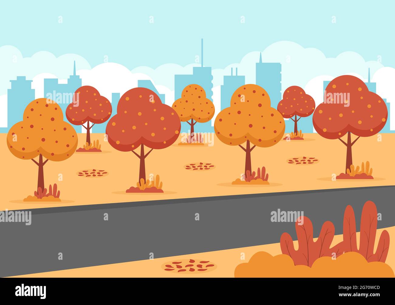 Autumn Background Landing Page Illustration Falling Leaves and Leaf ...
