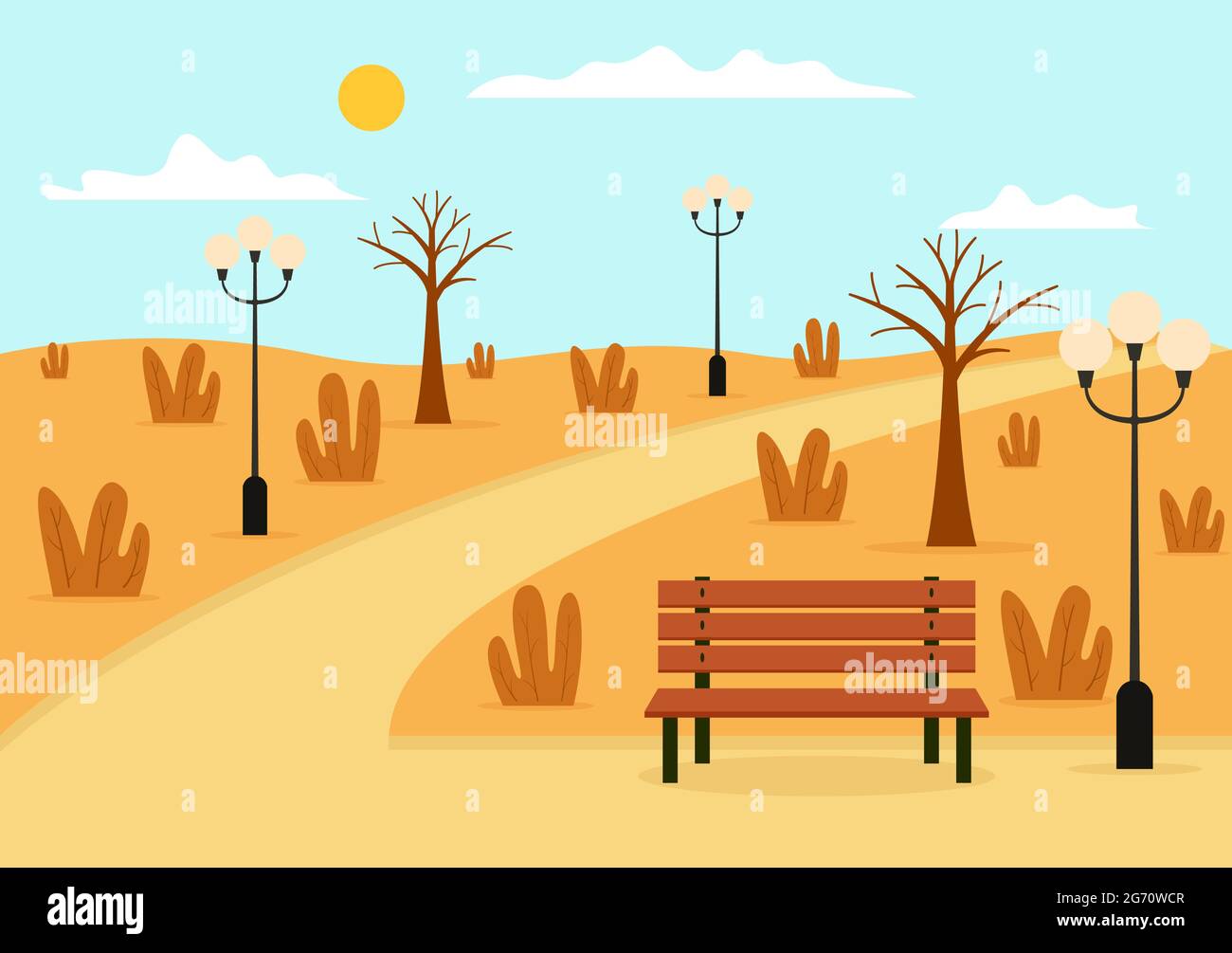 Autumn Background Landing Page Illustration Falling Leaves and Leaf ...