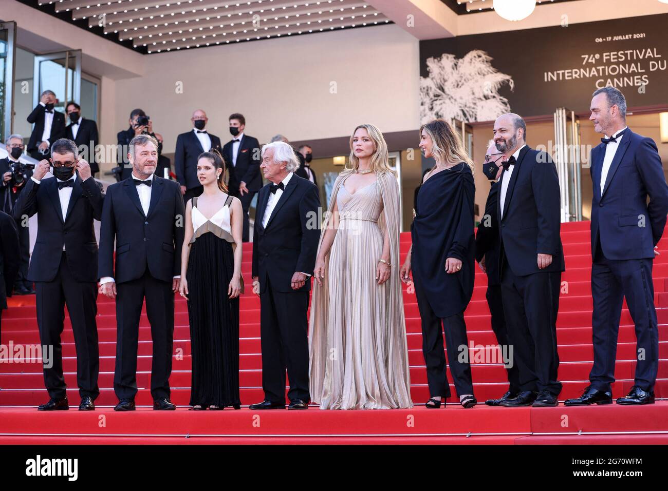 CANNES - JULY 09: Michel Merkt, David Birke, Clotilde Courau, Virginie ...
