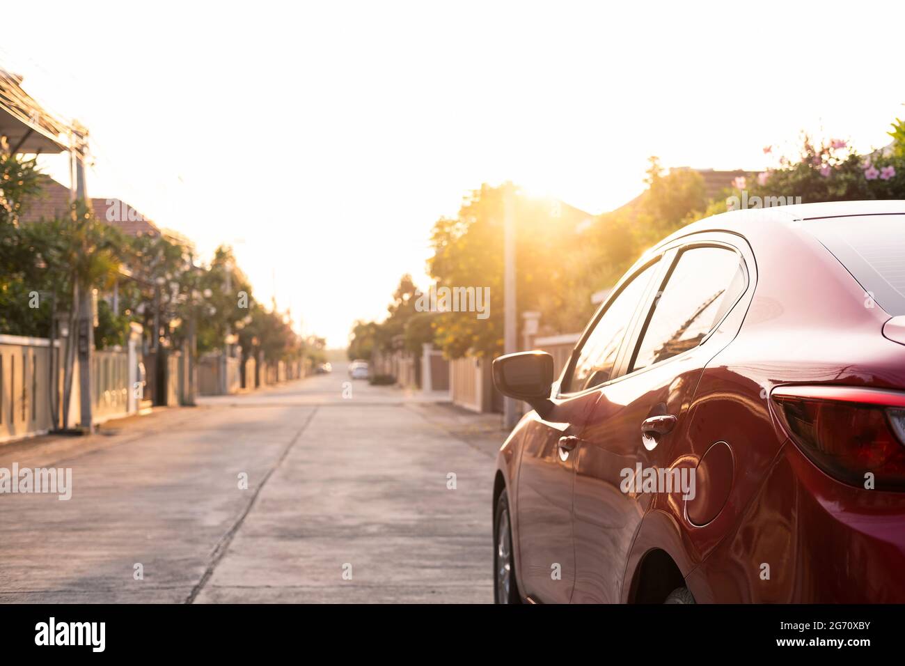close up car on street automotive roadtrip on sunset background for ...