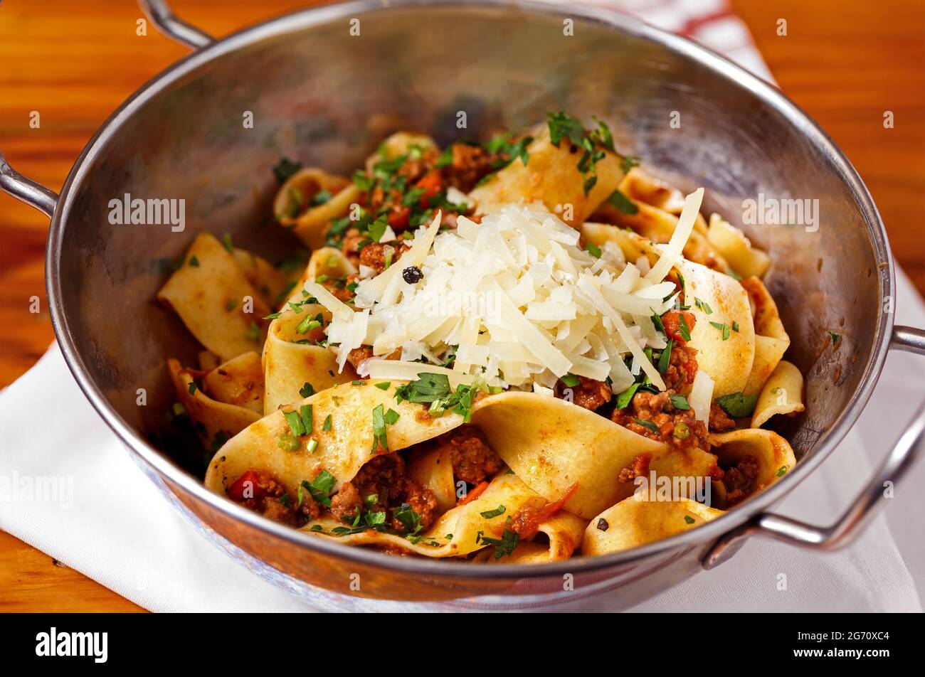 Italian dish of Pappardelle al Cinghiale Stock Photo - Alamy