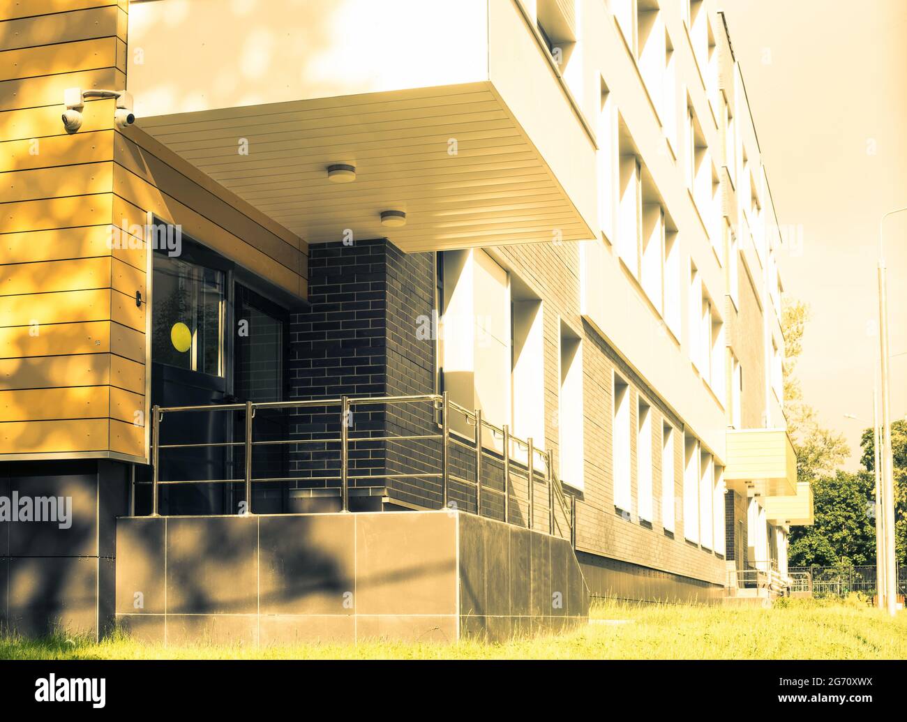 entrance of the public building warm sunny day Stock Photo - Alamy