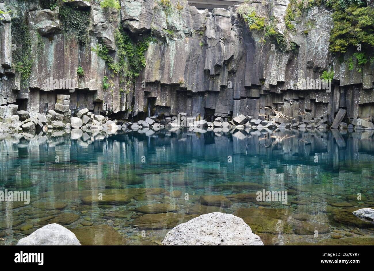 Amazing Clear Blue water under Cheonjiyeon Waterfall in Jeju Island ...