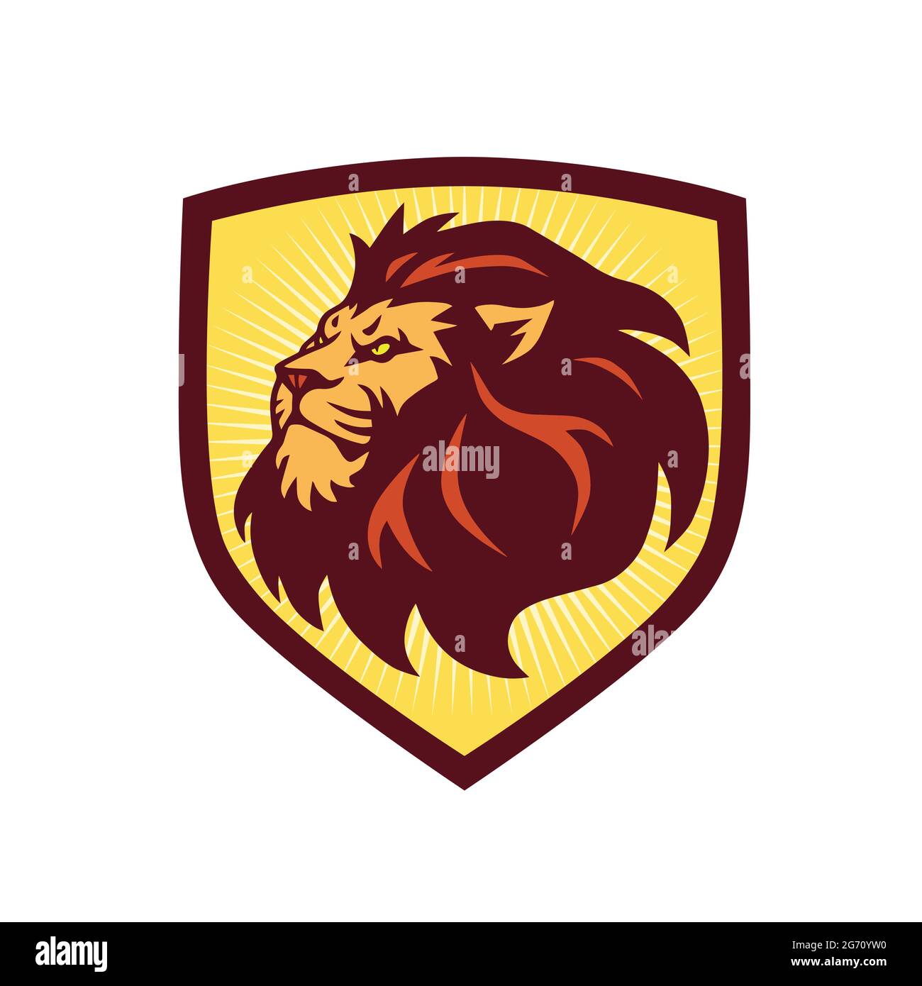 Lion Head Logo Shield Template Vector Illustration Stock Vector Image ...