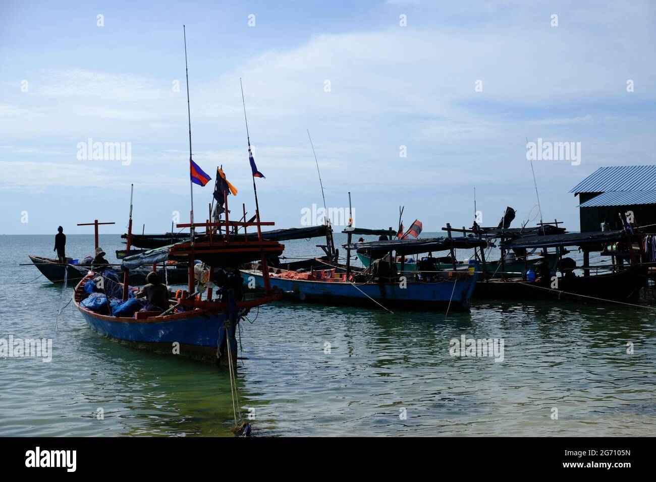 Cambodia Sihanoukville - Kampong Som - Fishing boats at Independence ...