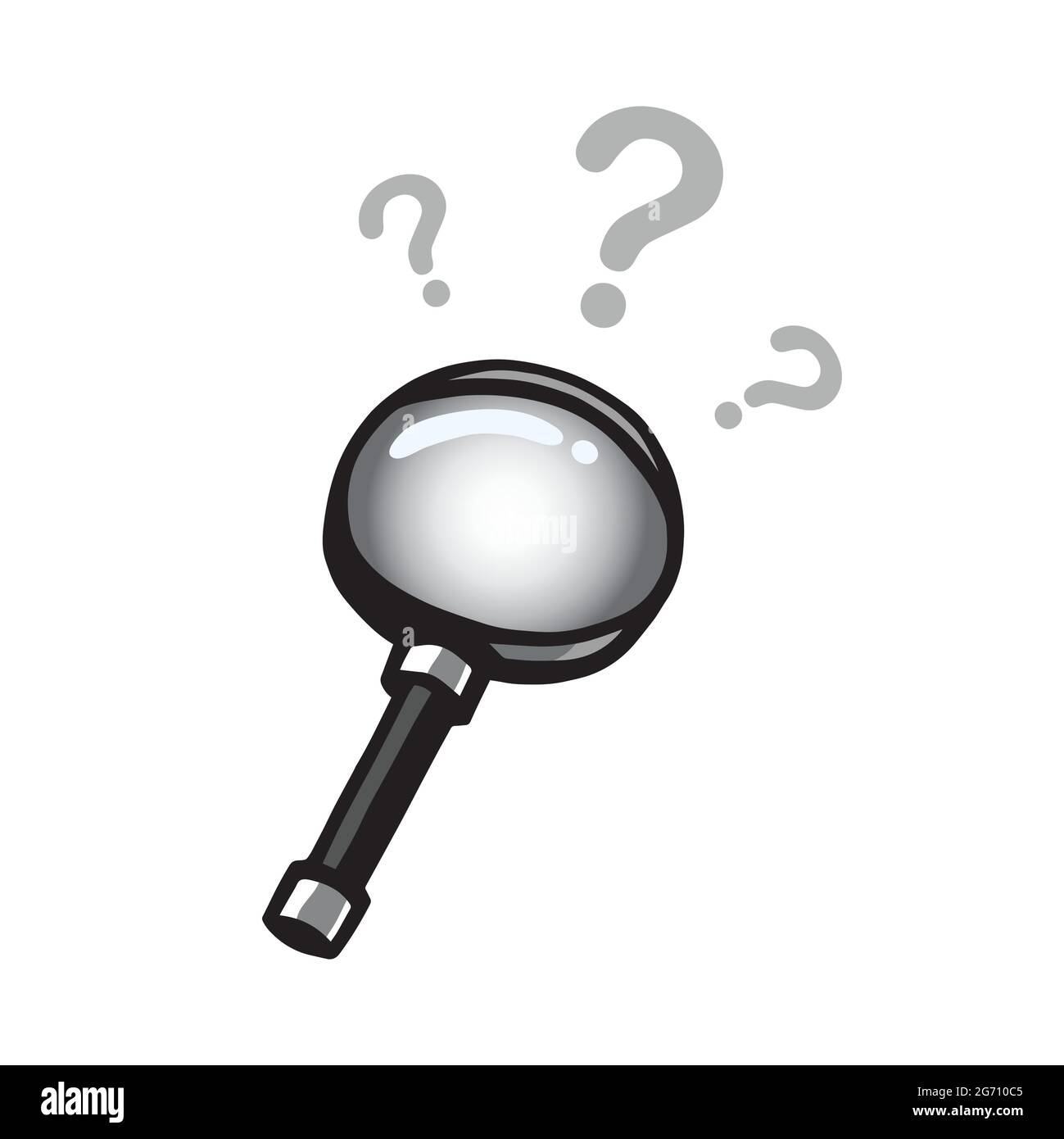 Magnifying Glass Cartoon Drawing with Question Marks Vector ...