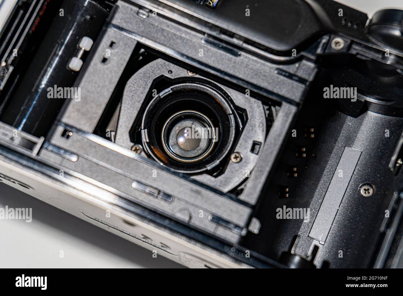 Back view of an old open film camera Stock Photo - Alamy