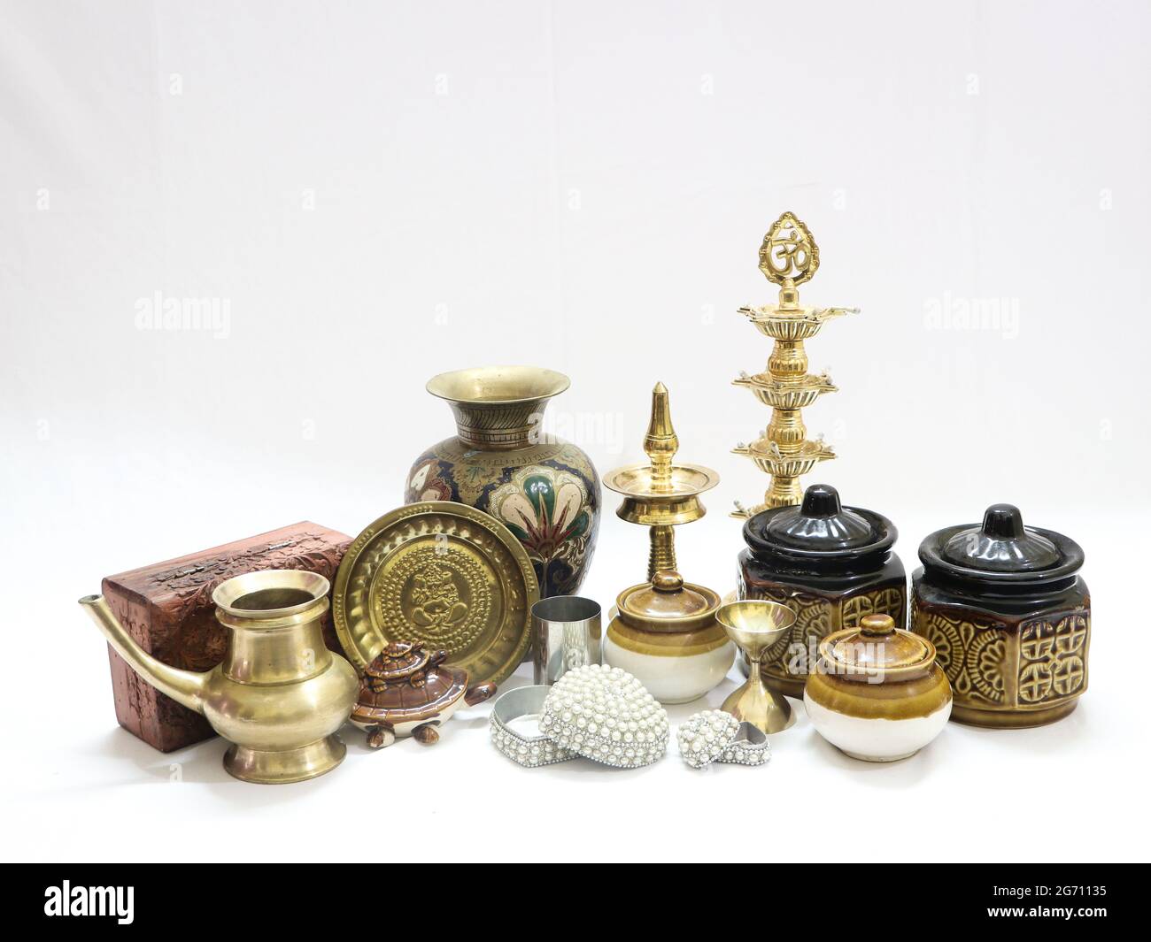 Old antique collection isolated on a white background Stock Photo - Alamy