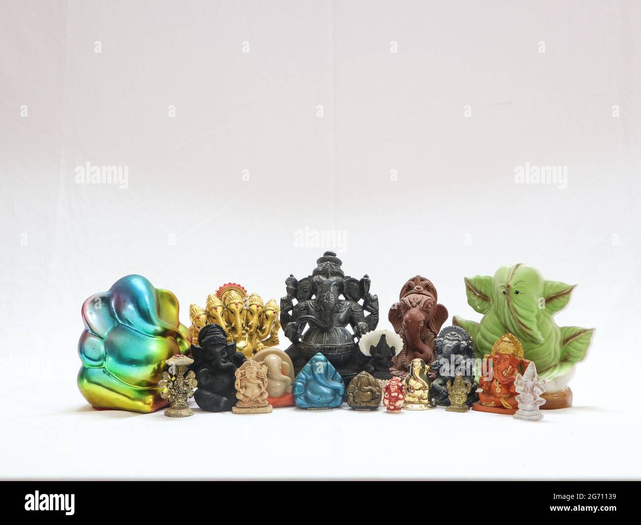 Hindu god lord ganesh statue collection isolated on a white background ...