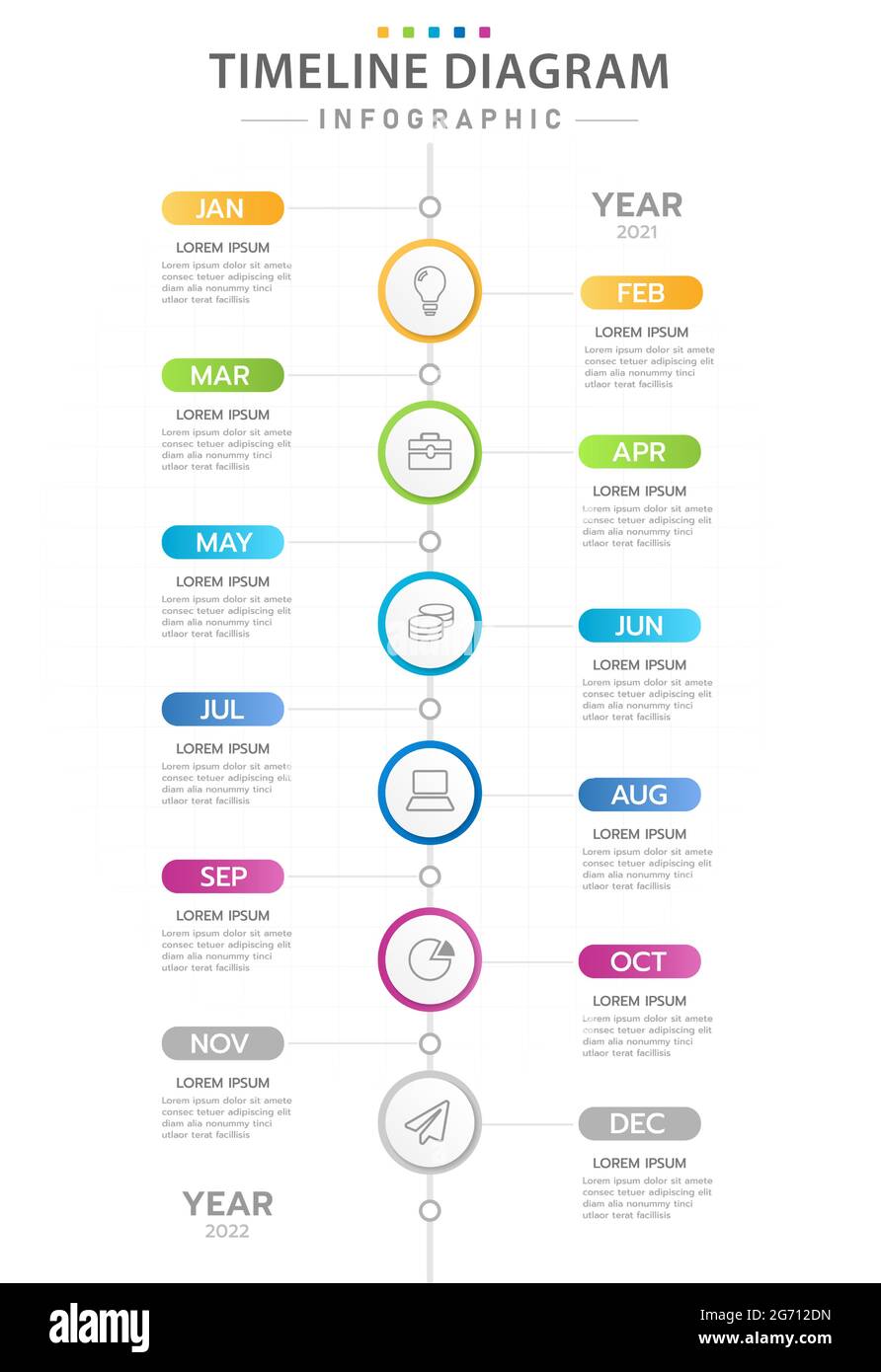 Infographic template for business. 12 Months modern Timeline diagram ...
