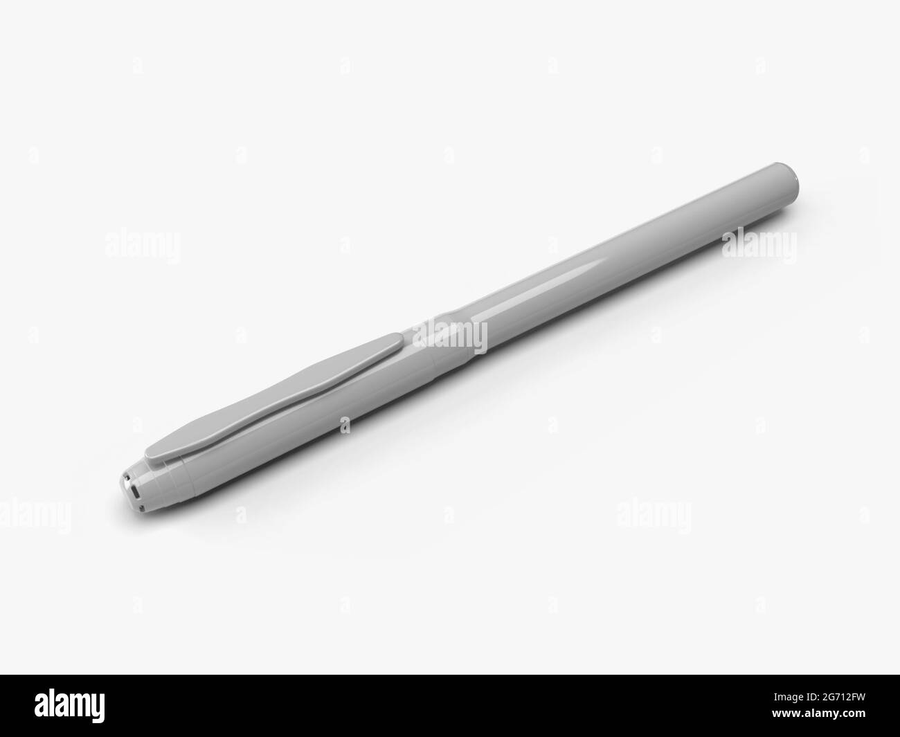 Pen with Cap 3D Illustration Mockup Scene on Isolated Background Stock ...