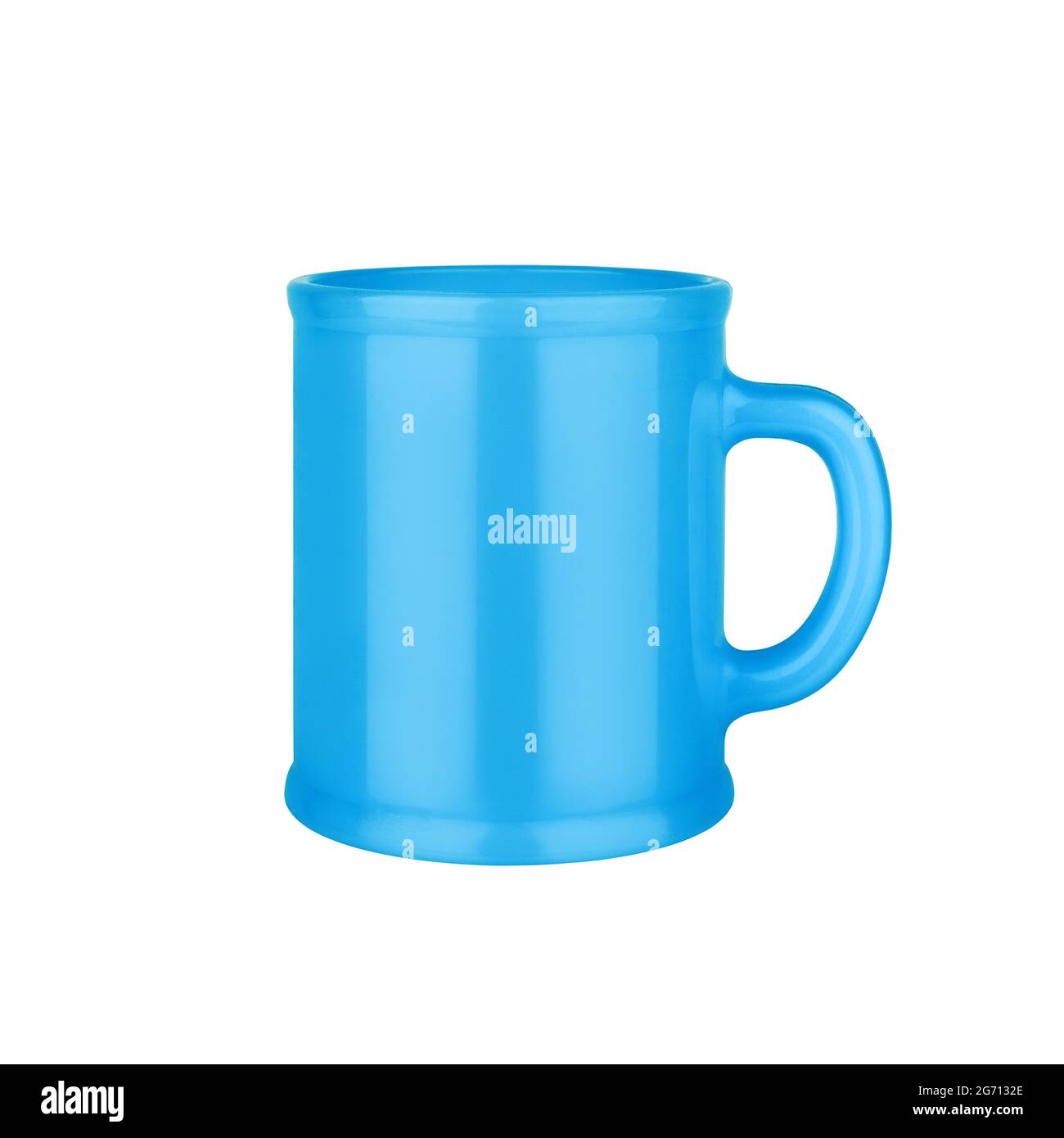 Blue ceramic cup white background isolated closeup, light blue coffee ...