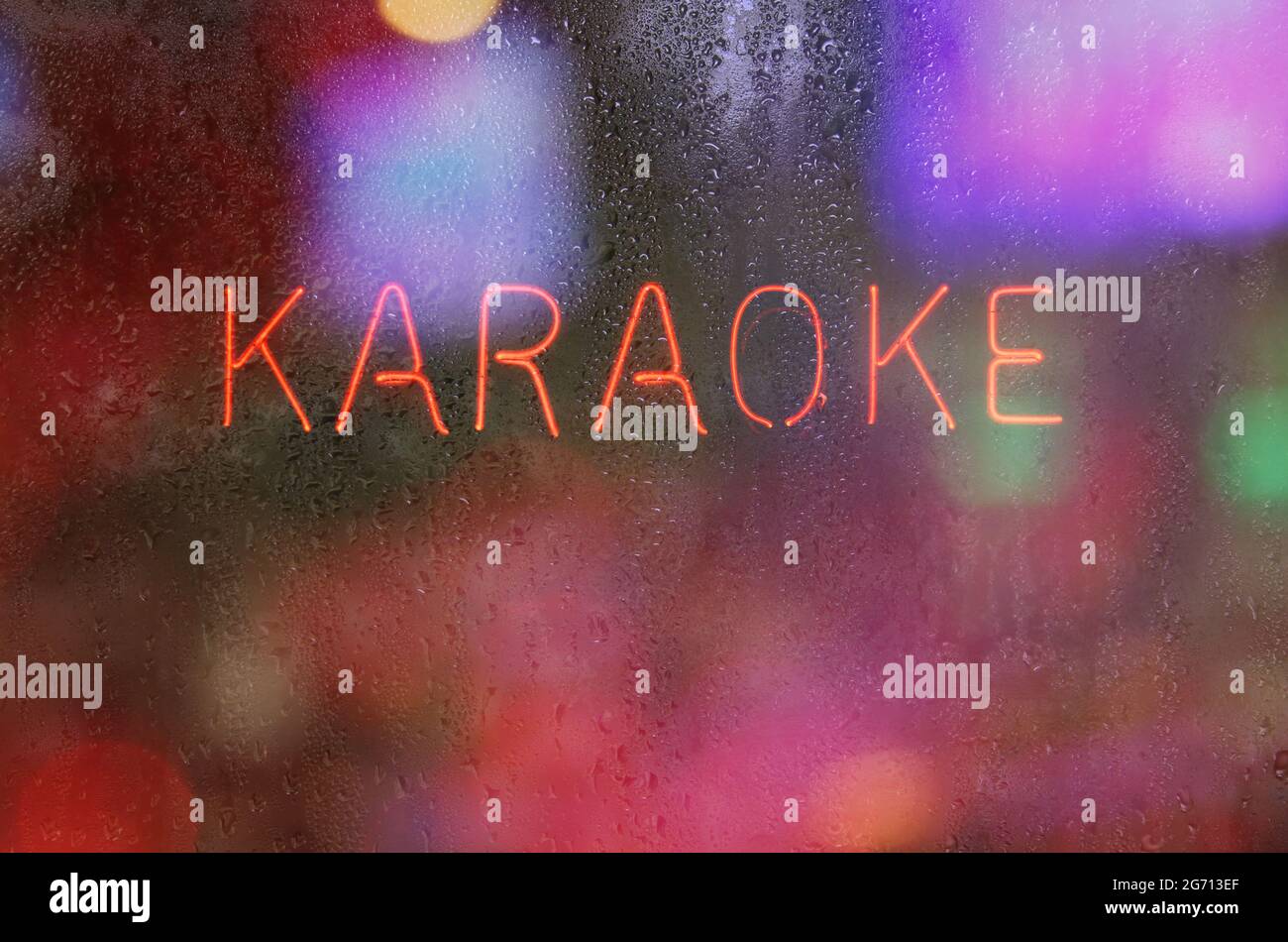 Vintage red neon karaoke sign Stock Photo - Alamy