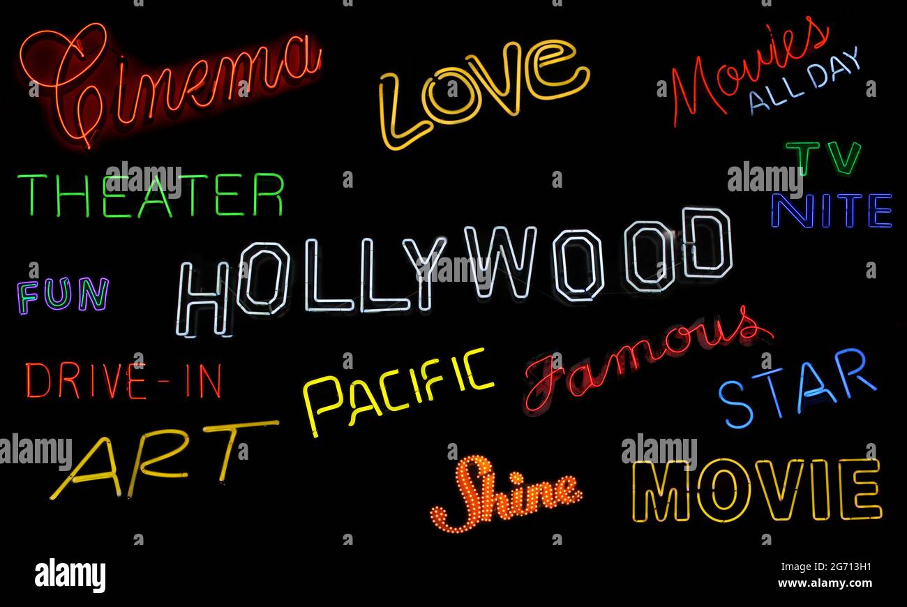 Vintage neon sign set for wallpaper and background Stock Photo - Alamy