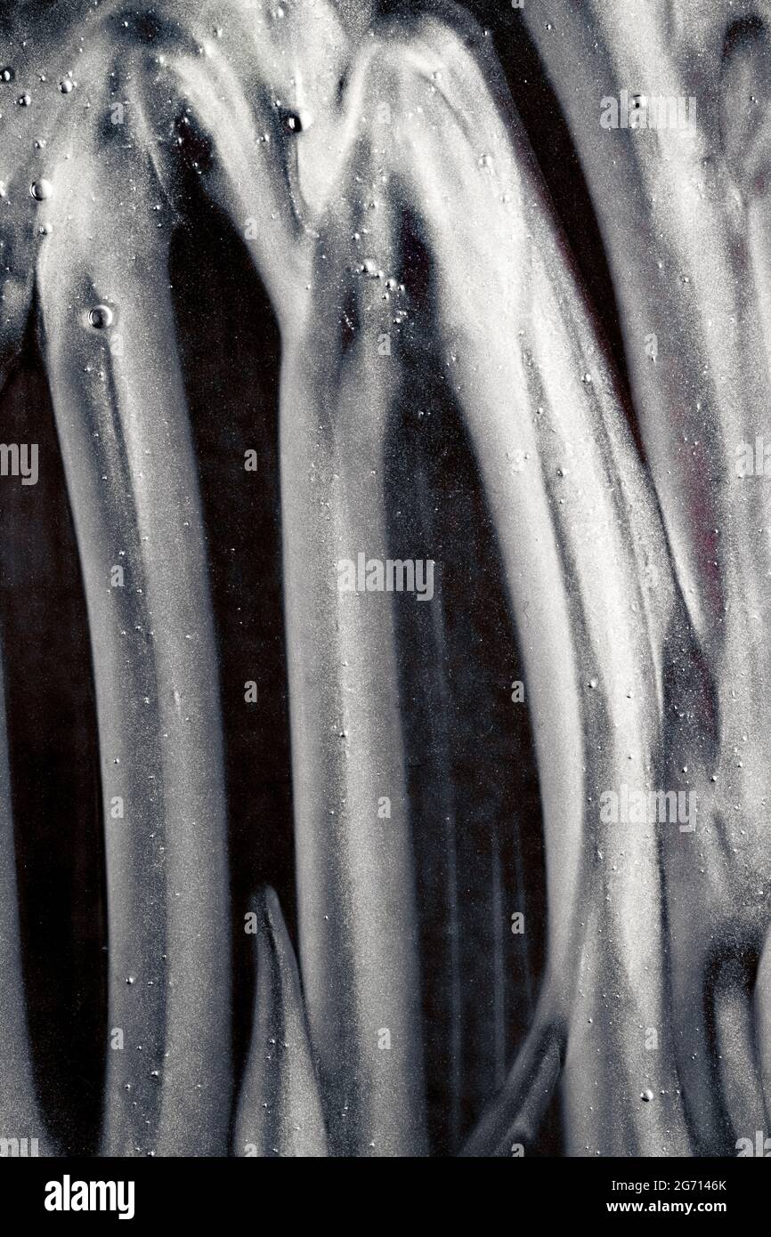 Abstract silver liquid background, paint splash, swirl pattern and ...