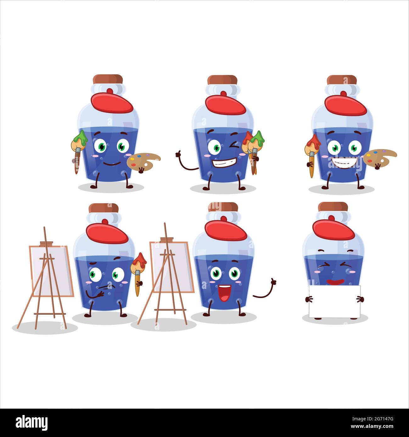 Artistic Artist of blue magic potion cartoon character painting with a ...