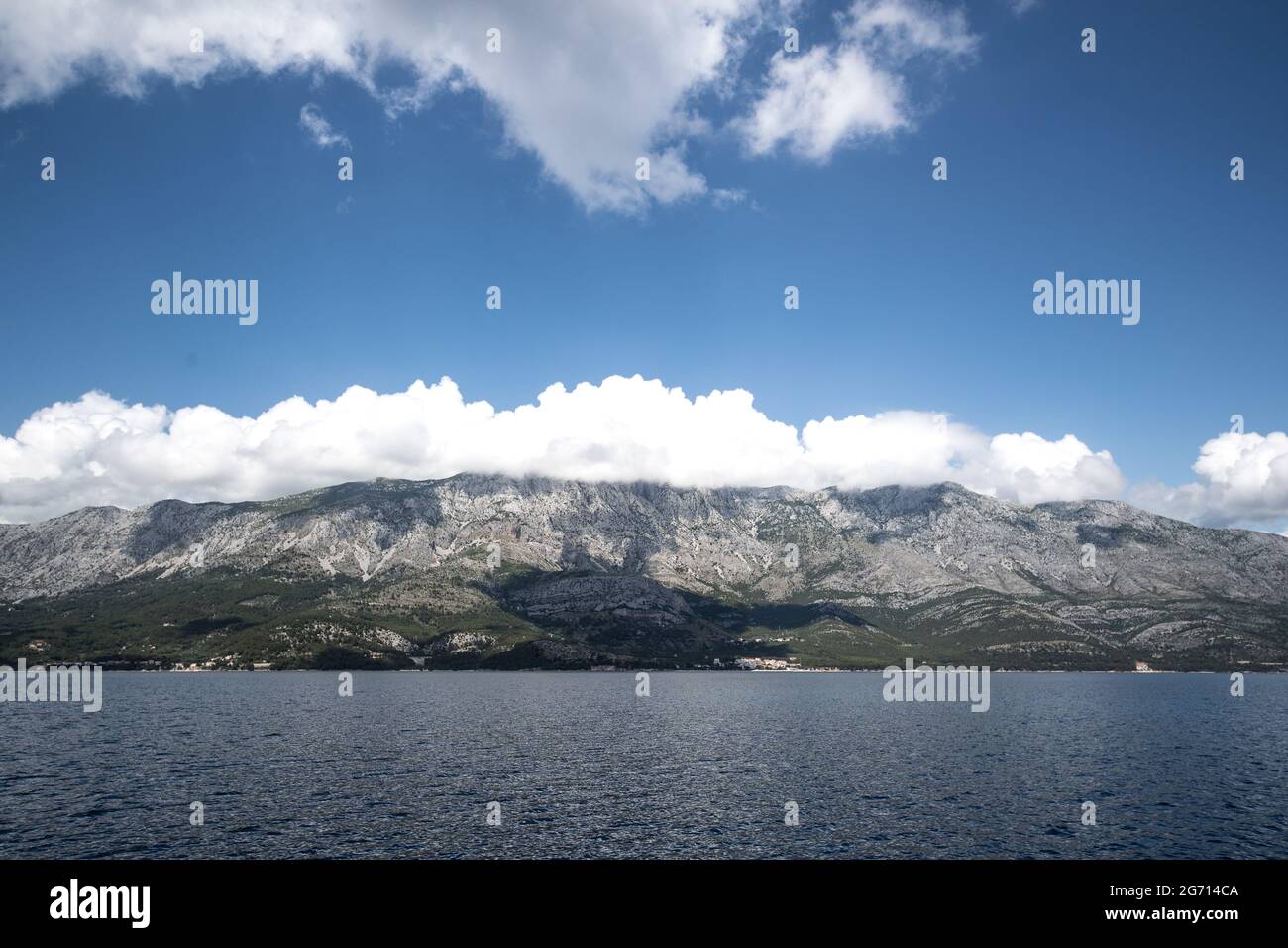 Calm blue sea of Hvar city and its beautiful surroundings on a sunny ...