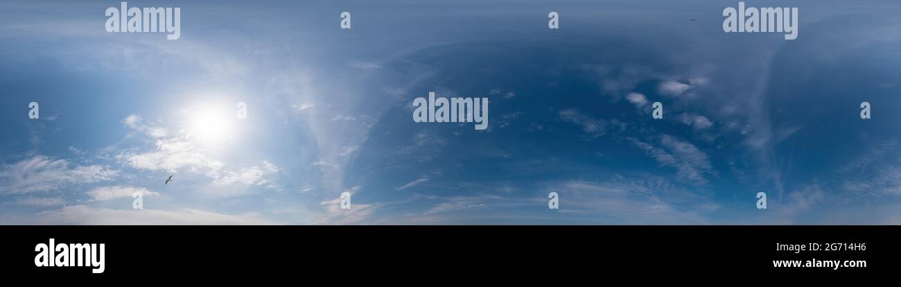 Blue sky panorama with Cirrus clouds. Seamless hdr 360 degree pano in ...