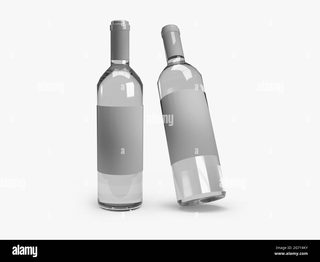 Wine Bottle 3D Illustration Mockup Scene on Isolated Background Stock ...