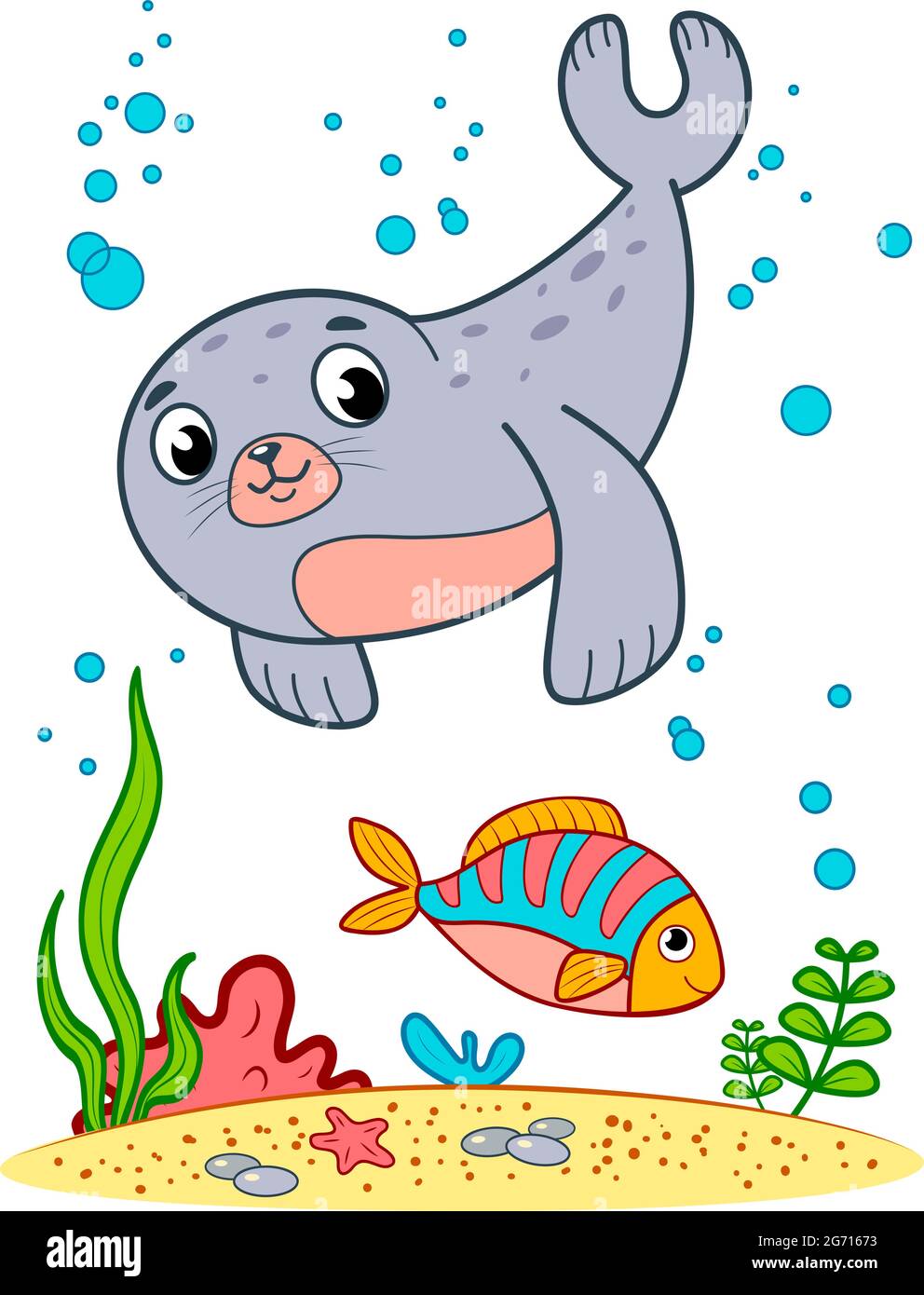 Cute Seal underwater cartoon. Seal clipart vector illustration Stock ...