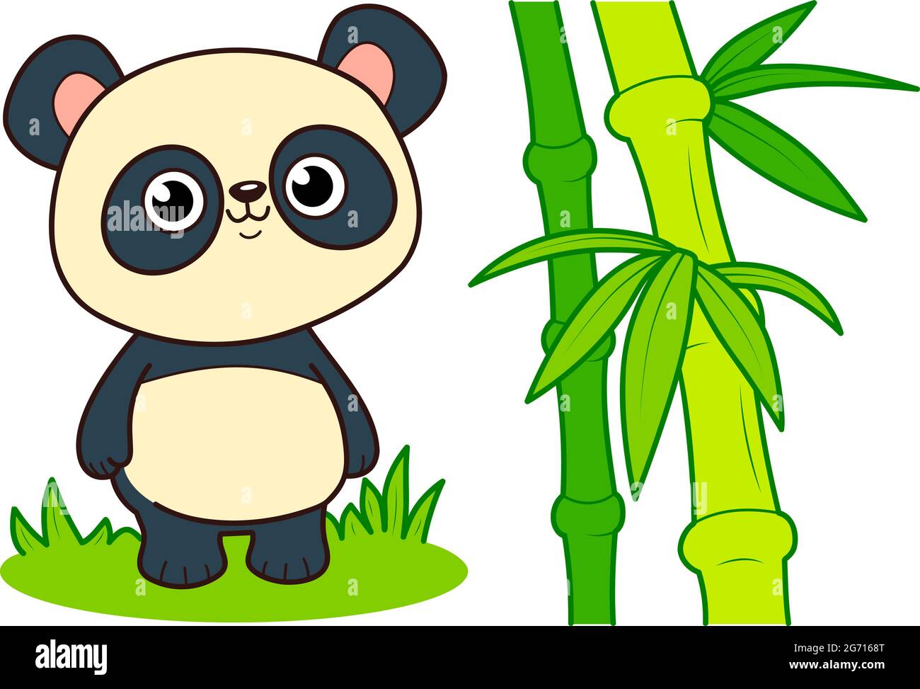 Cute panda cartoon. Bamboo clipart vector illustration Stock Vector ...