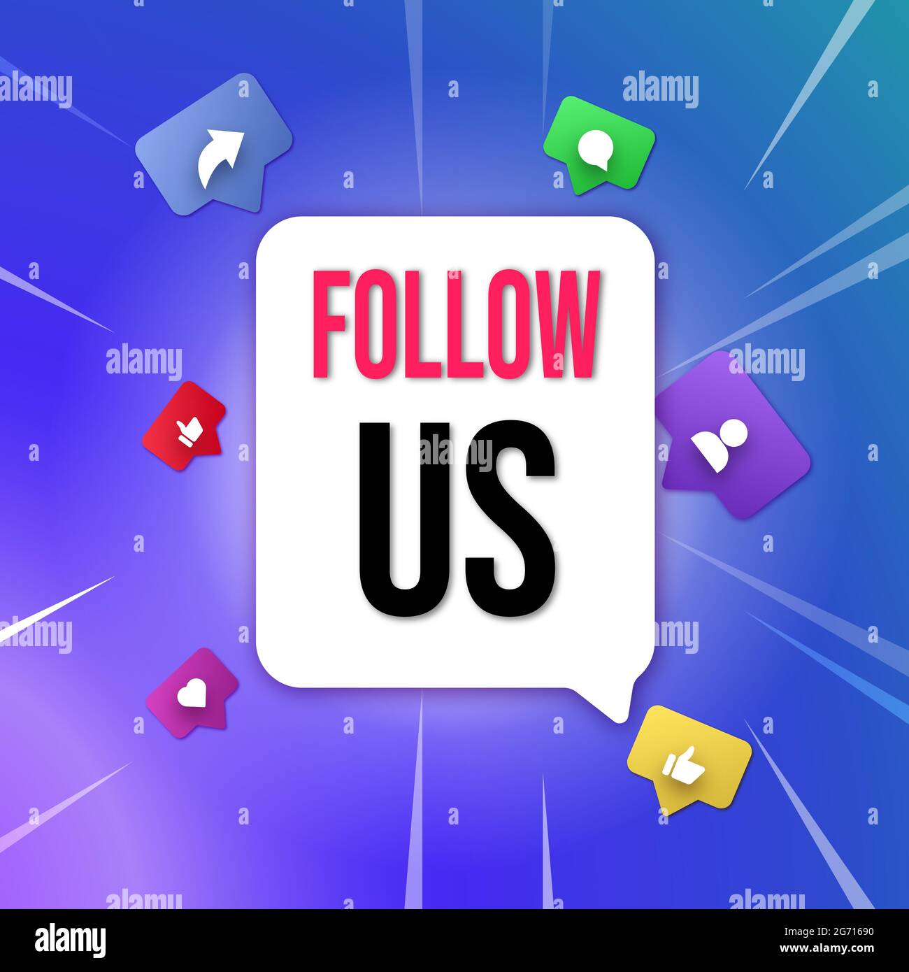 Follow us banner. Vector illustration with colorful background. Social ...
