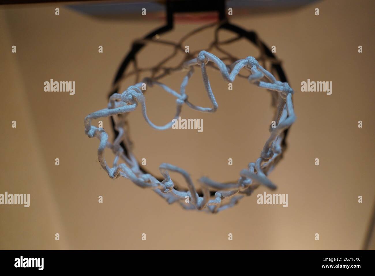 Low angle closeup shot of a hanging white basketball net Stock Photo ...