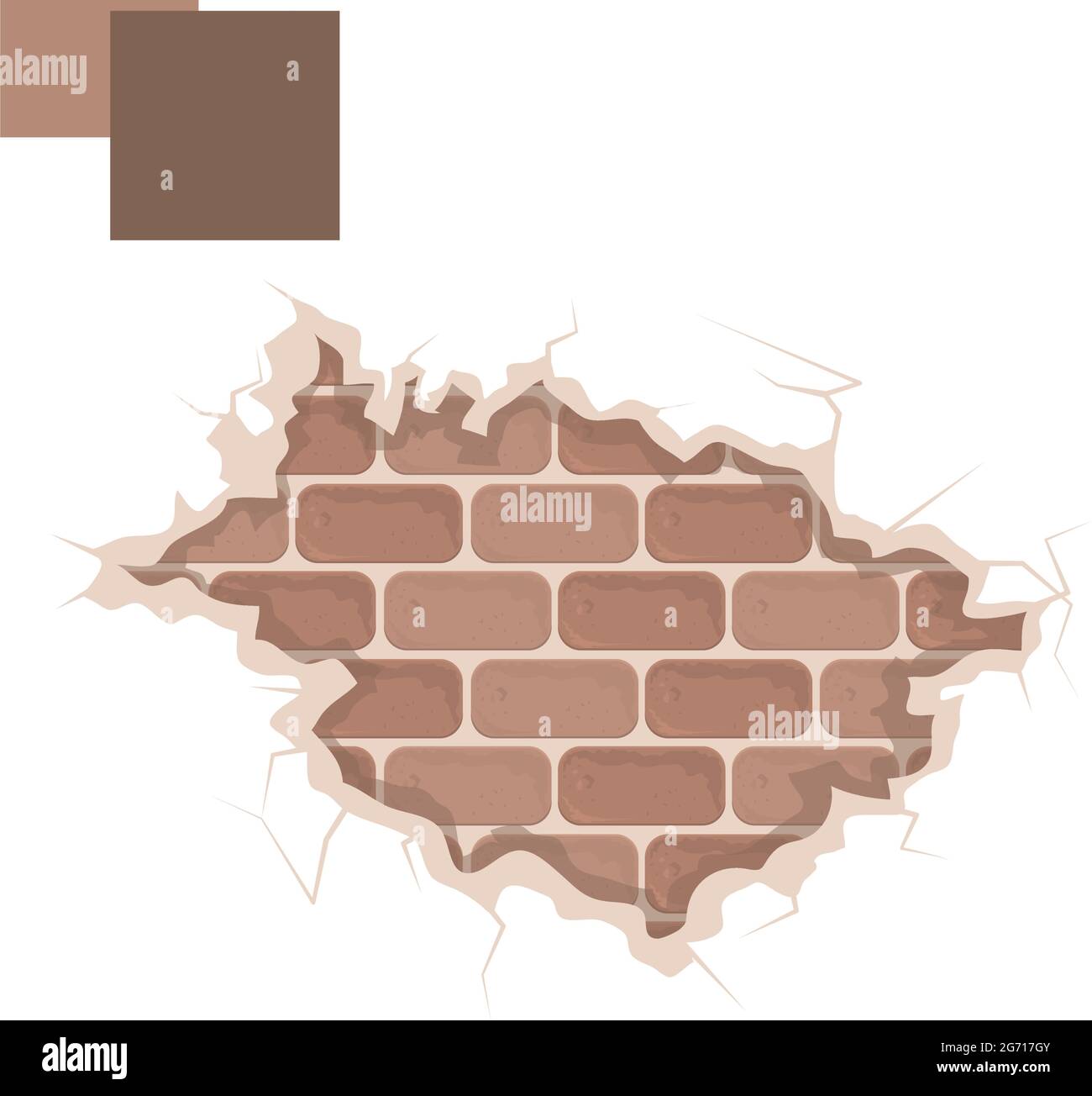 Broken brick wall hole Cut Out Stock Images & Pictures - Alamy