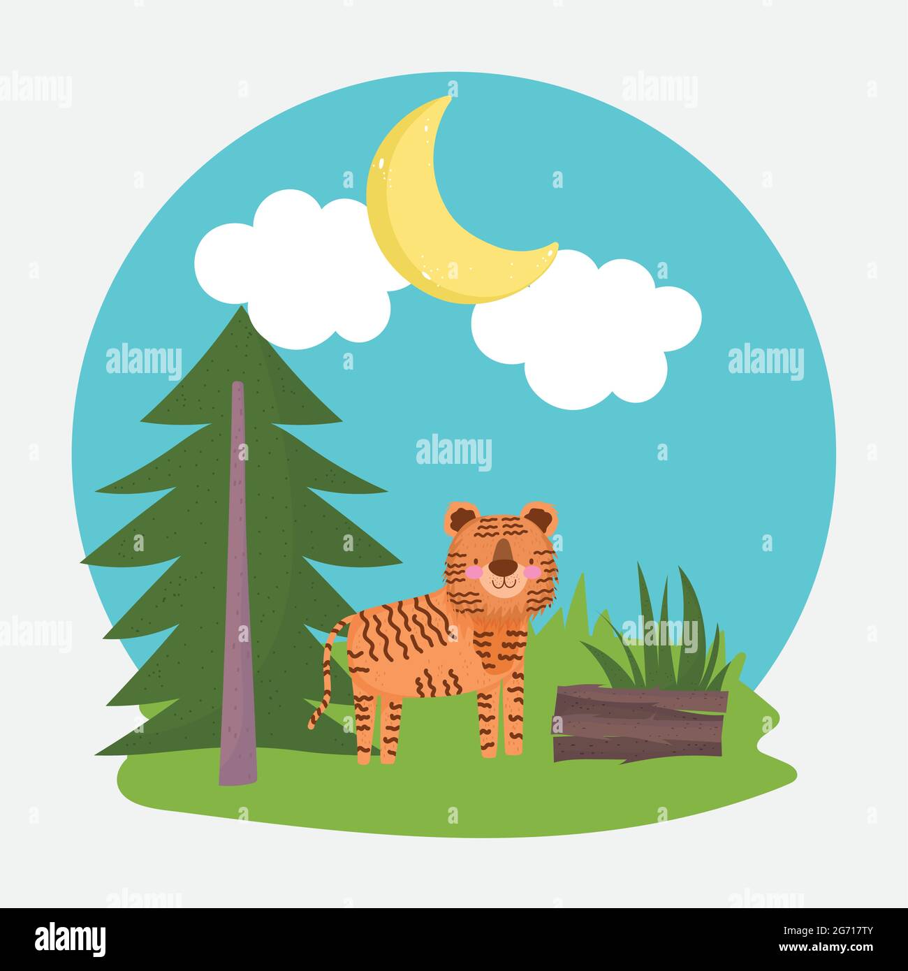 tiger forest tree cartoon Stock Vector Image & Art - Alamy