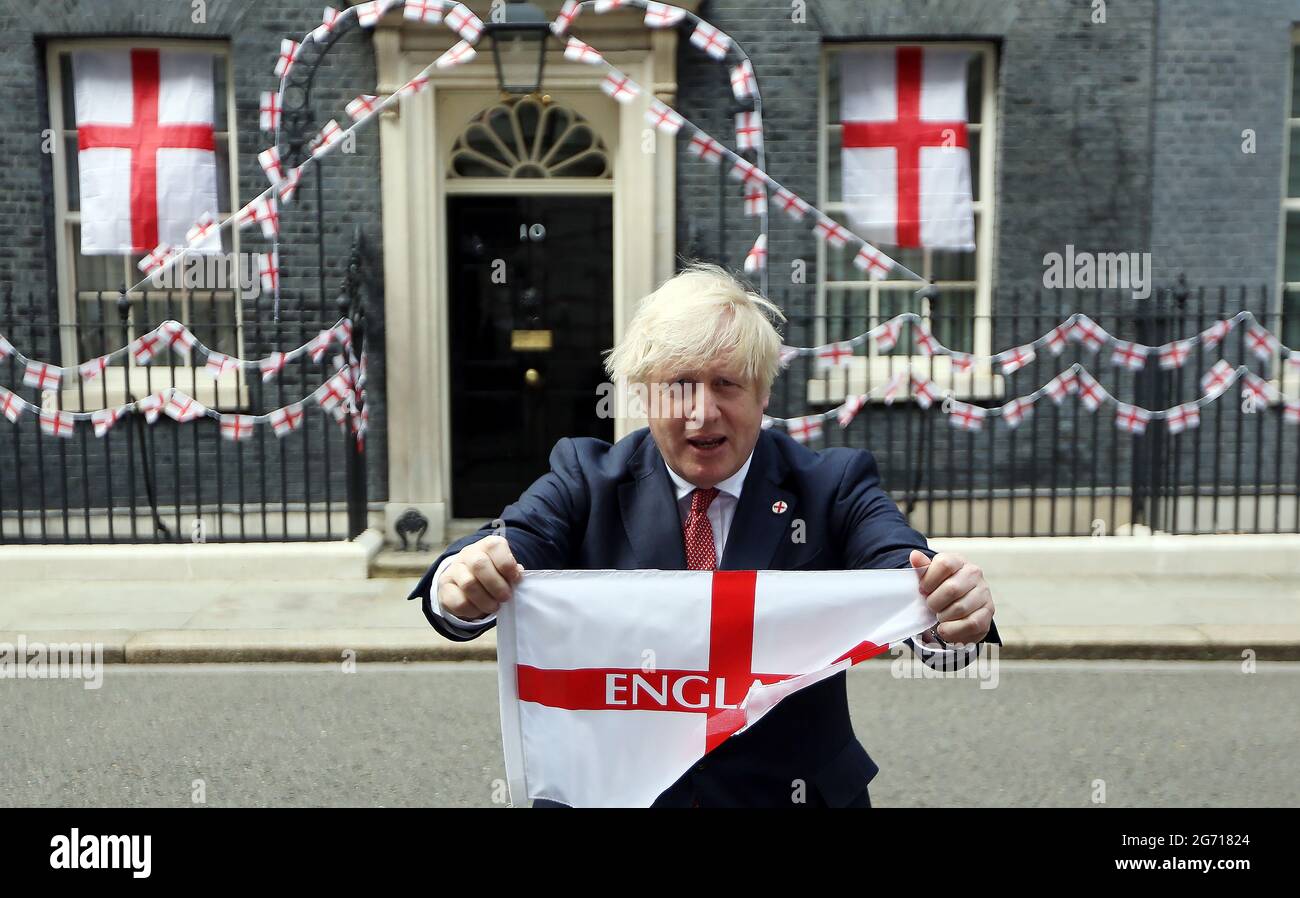 London, UK. 9th July, 2021. UK Prime Minister BORIS JOHNSON holds ...