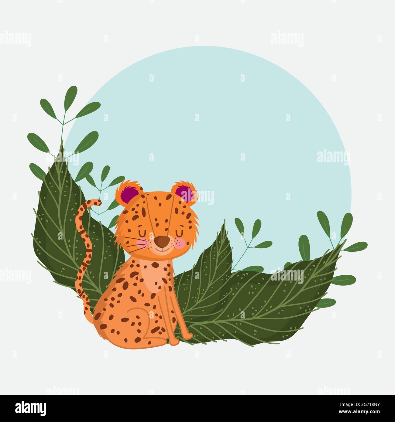 cute leopard with leaves Stock Vector Image & Art - Alamy