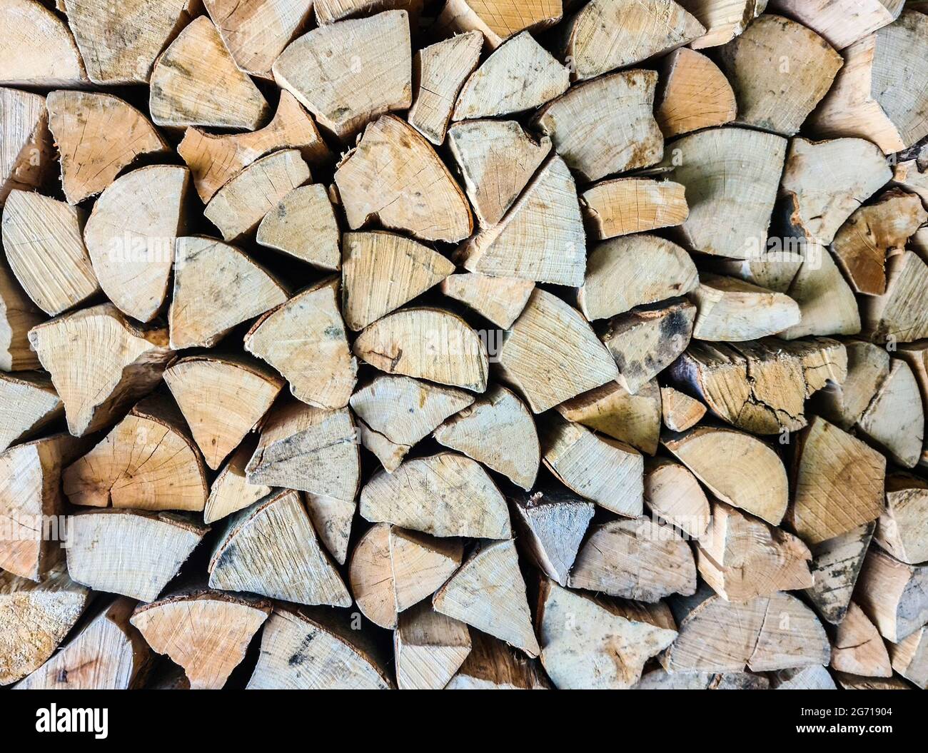 Closeup shot of piled firewood prepared for winter Stock Photo - Alamy