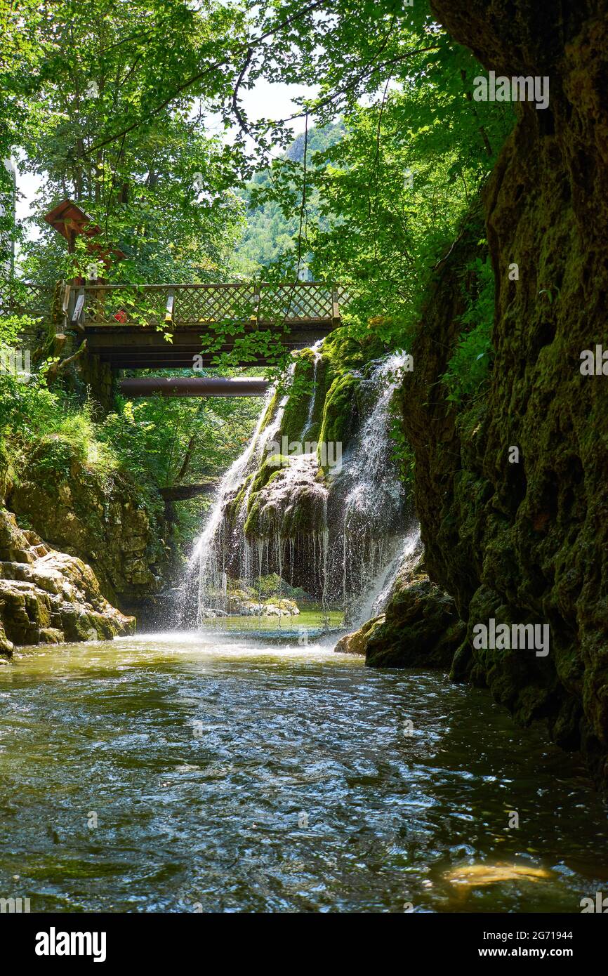 Bigar waterfall in Romania Cheile Nerei Stock Photo - Alamy